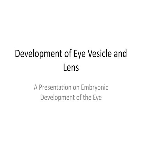 Embryonic Development of the Eye: Formation of Optic Vesicle and Lens ...