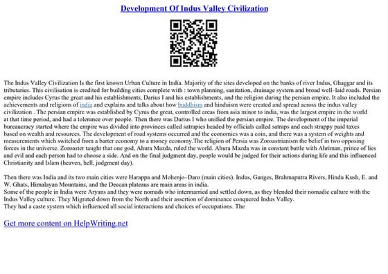 Essay On Indus Valley Civilization | PDF | Hinduism | Religion ...