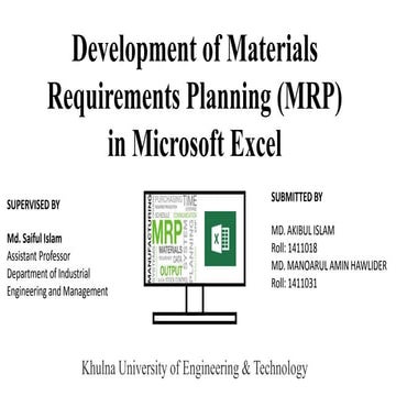 Development of MRP in Microsoft Excel | PPTX