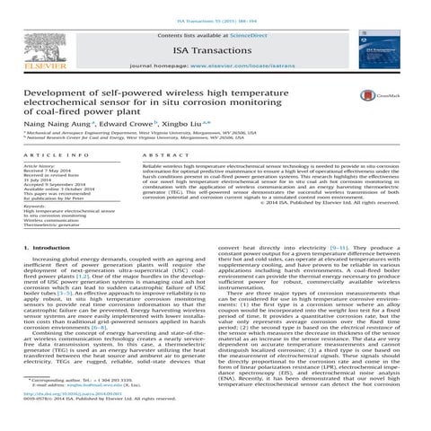 Development of self powered wireless high temperature electrochemical ...