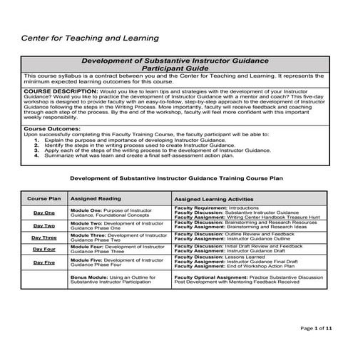 Development of Substantive Instructor Gu | PDF