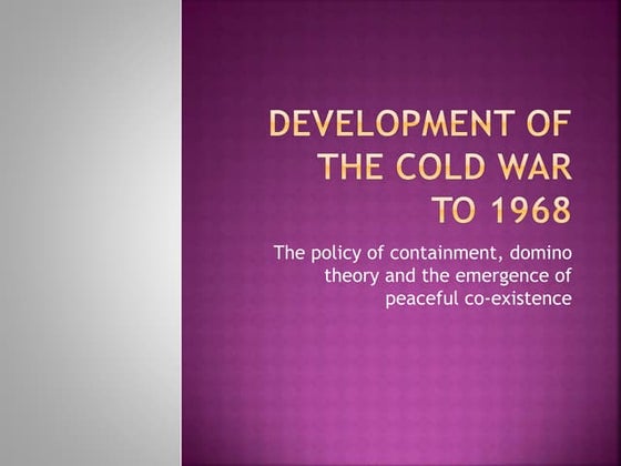 Origins of the Cold War | PPT