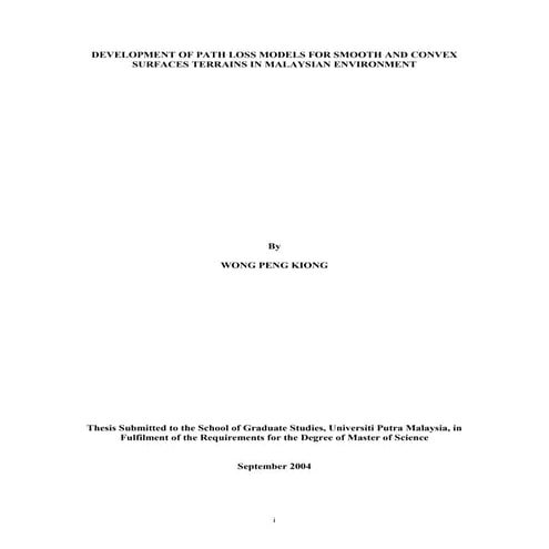 Development Path Loss Models Pdf