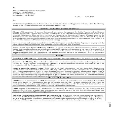 Old Pune Development Plan — Suggestions+Objections | PDF