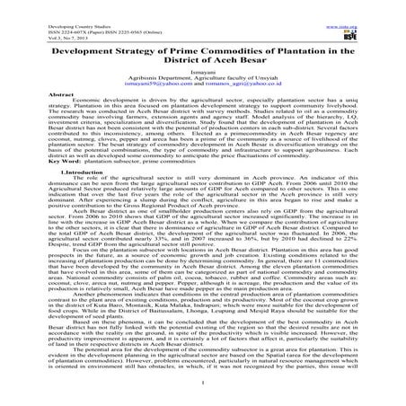 Development strategy of prime commodities of plantation in the district ...