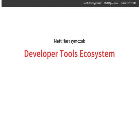 Development Tools Ecosystem | PDF