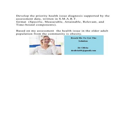 Develop the priority health issue diagnosis supported by the assessm.docx