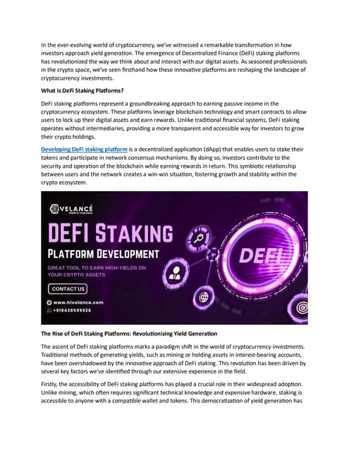 Top DeFi Staking Platform: Key Features & Benefits | PDF