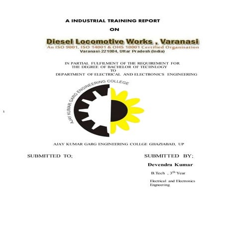 Industrial training report on dlw varanasi for Main Receiving ...