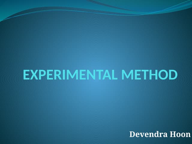 Experimental Method of Data Collection | PPSX