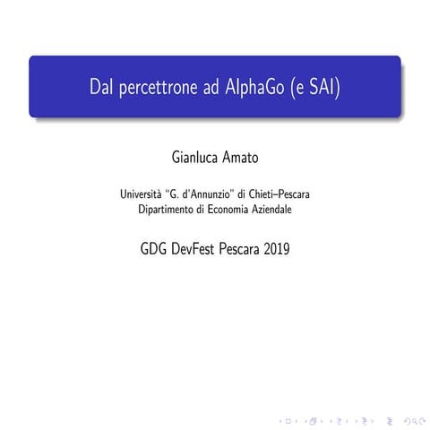 Dal percettrone ad AlphaGo (e SAI) | PDF