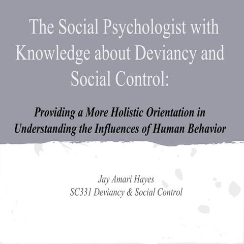 Integrating Deviancy & Social Control in Social Psychology | PPT