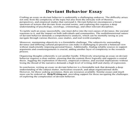 Deviant Behavior Essay | PDF