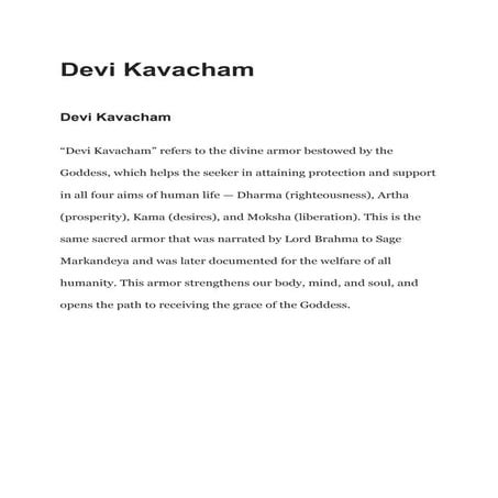 What is Devi Kavacham Stotram? Sanatanjyoti | PDF
