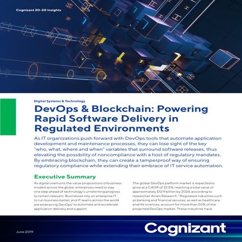 DevOps & Blockchain: Powering Rapid Software Delivery in Regulated Environments | PDF