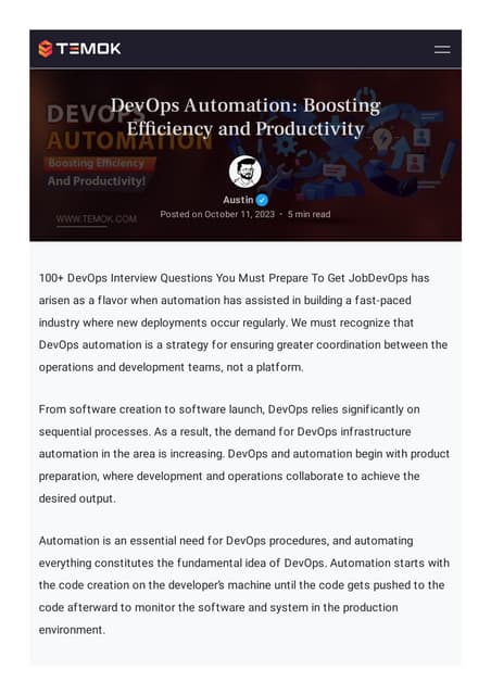 Devops Automation Boosting Efficiency And Productivity Pdf