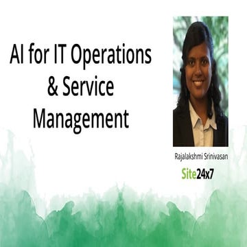 Monitoring Solutions Based on AI and Machine Learning | PDF