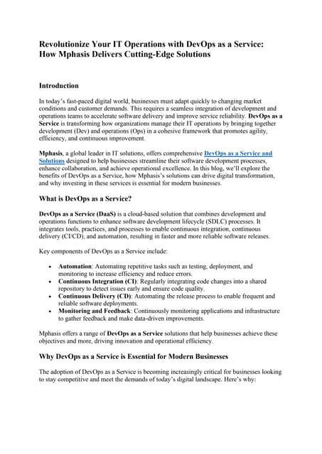 MPHASIS | PPTX | Cloud Computing | Internet