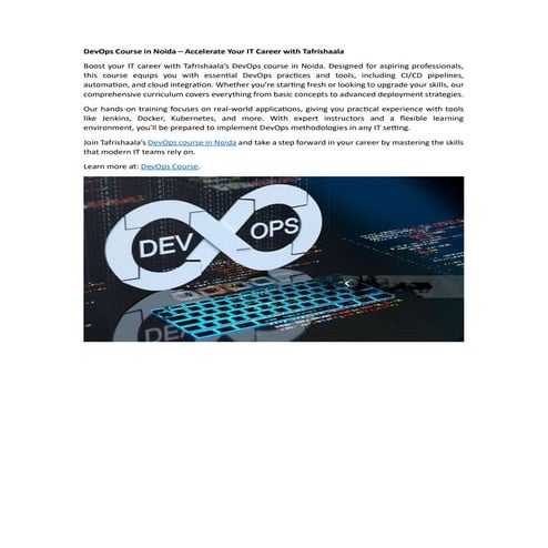 Devops Course In Noida Accelerate Your It Career With Tafrishaala Pdf