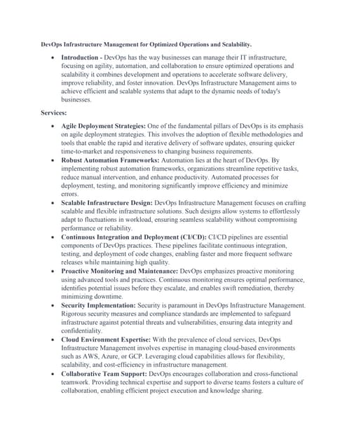 DevOps Infrastructure Management with HEX64 Infosolutions | PDF