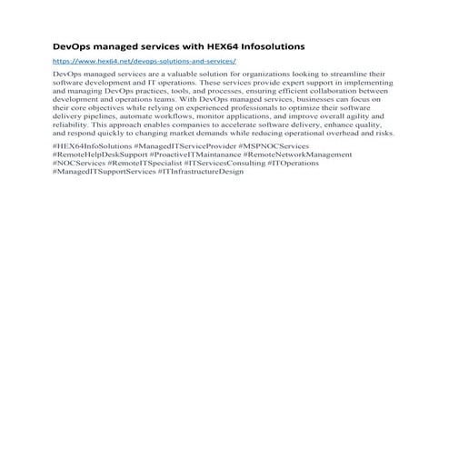 DevOps managed services with HEX64 Infosolutions | PDF