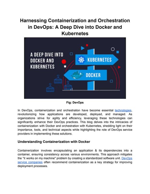 Harnessing Containerization And Orchestration In Devops A Deep Dive
