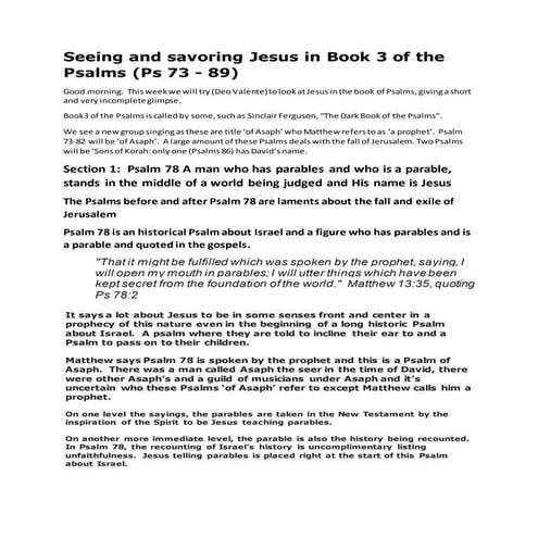 Seeing and Savoring Jesus in Book 3 of the Psalms | PDF
