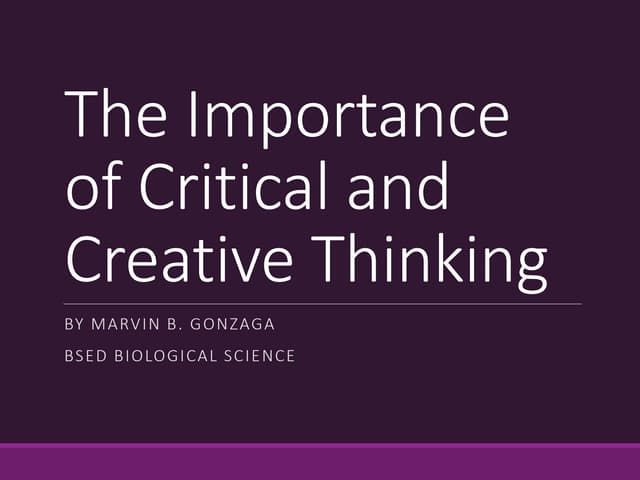 Critical and Creative thinking | PPT
