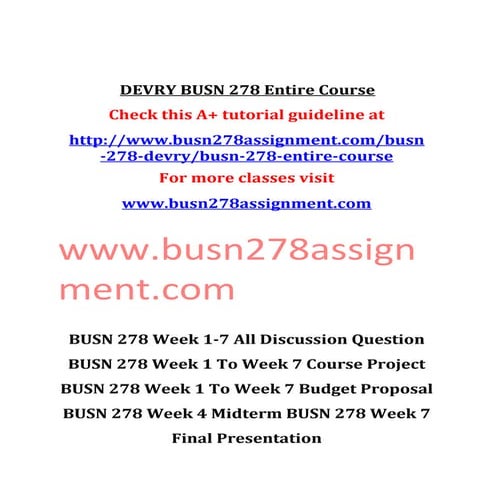 Devry busn-278-entire-course | PPT