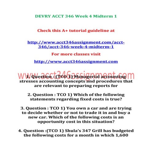 Acc 434 final exams | DOCX
