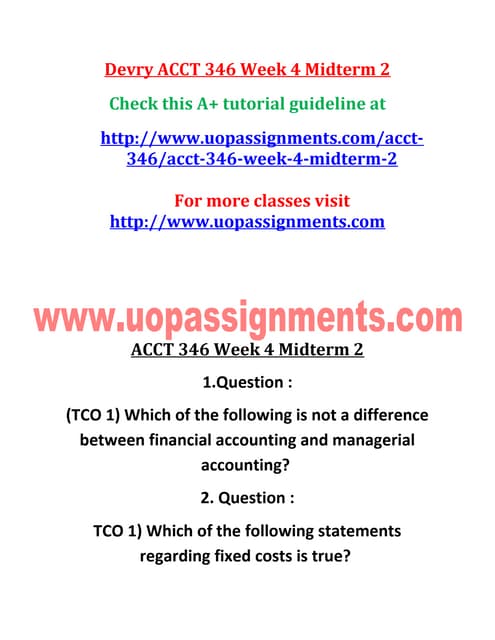 Acct 346 midterm exam solution 100% correct answers | DOCX | Business ...