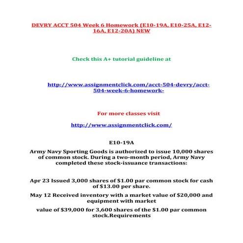 Devry acct 504 week 6 homework | PDF