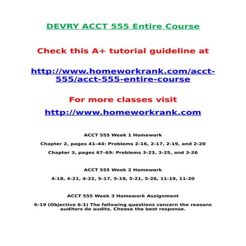 Devry acct 555 entire course | PDF