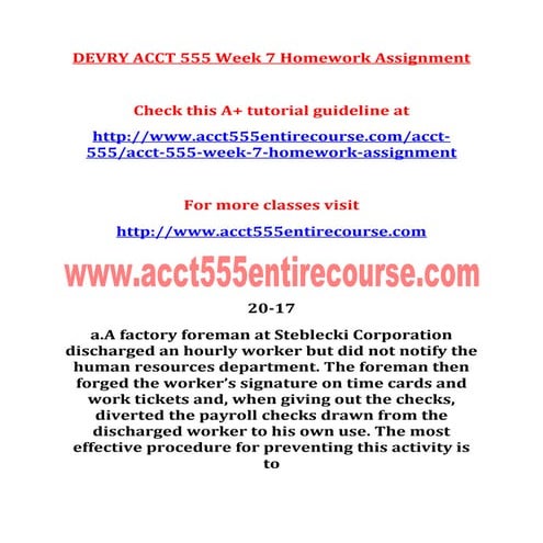 Devry acct 555 week 7 homework assignment | PDF