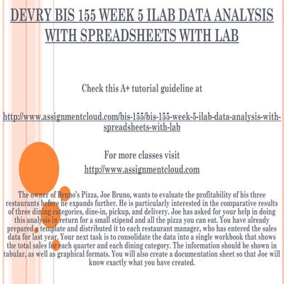 Devry bis 155 week 5 i lab data analysis | PPT