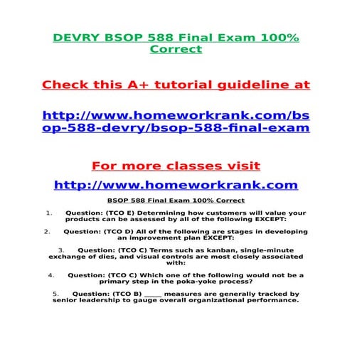 Devry bsop 588 final exam 100 | PDF