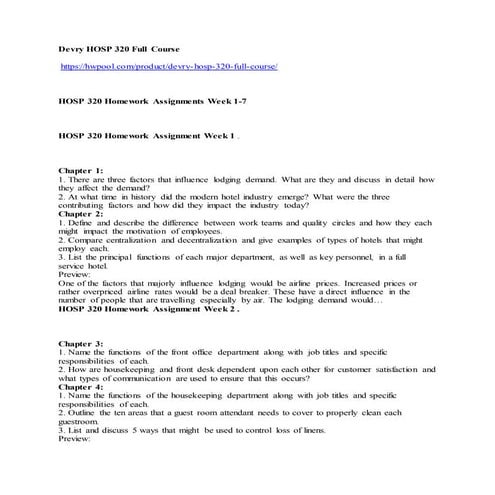 Devry hosp 320 full course | DOCX