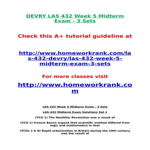 Devry las 432 week 5 midterm exam | PDF