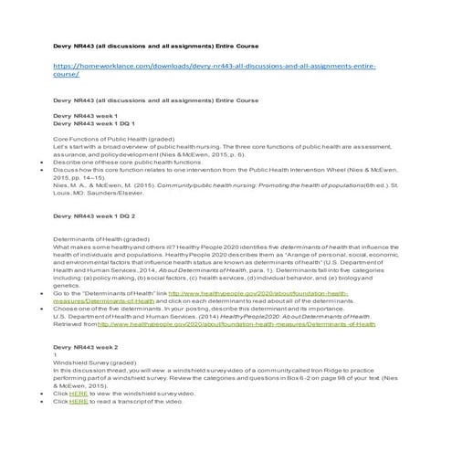 Devry nr443 (all discussions and all assignments) entire course | DOCX