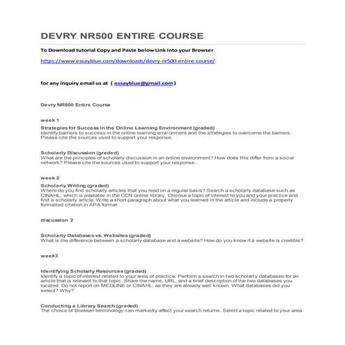 DEVRY NR500 ENTIRE COURSE GUIDE | PDF