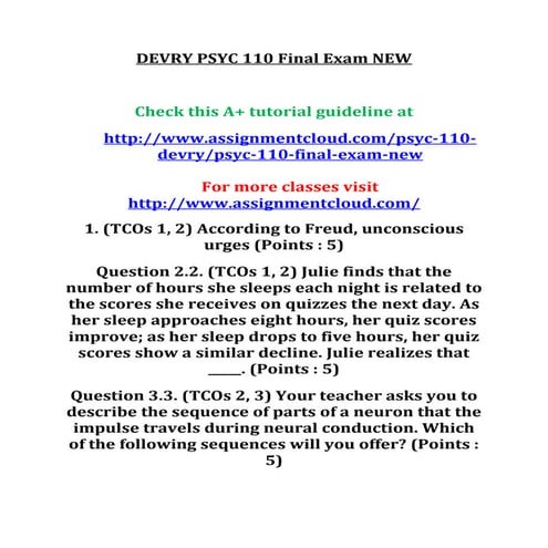 Devry psyc 110 midterm exam new | DOC