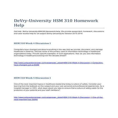 De vry university hsm 310 | DOCX