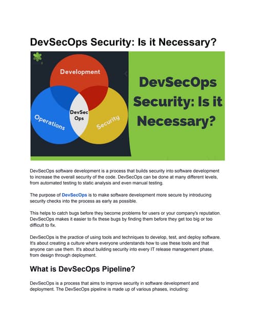 DevSecOps: Integrating Security into DevOps | PDF