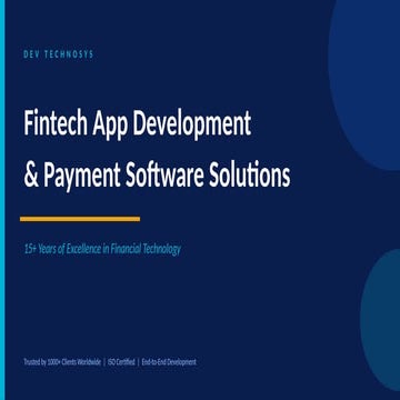 Dev Technosys: Expert Fintech App & Payment Software Development ...