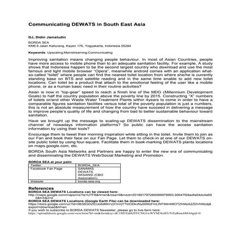 Communicating DEWATS in South East Asia | PDF | Technology & Computing
