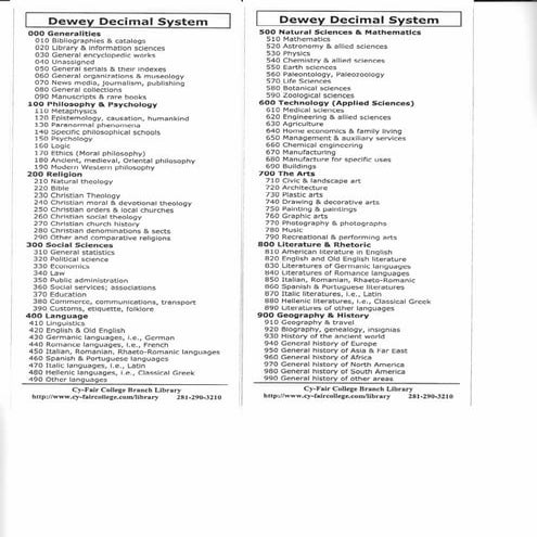 Dewey Decimal System | PDF