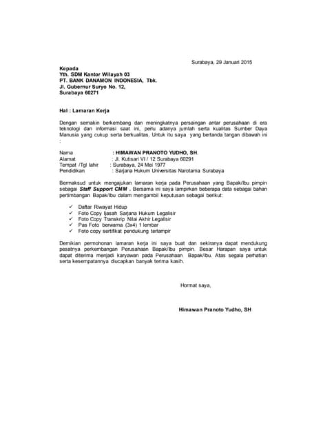 contoh surat lamaran | PDF
