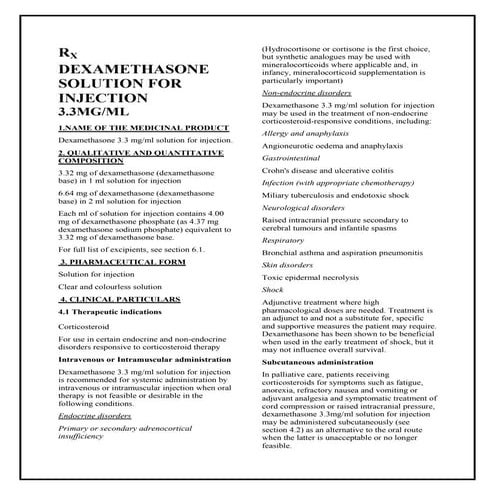 Dexamethasone 3.3 mg per ml solution for injection smpc taj ...
