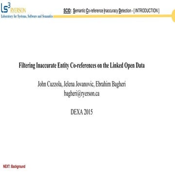 Filtering Inaccurate Entity Co References On The Linked Open Data Ppt Free Download 