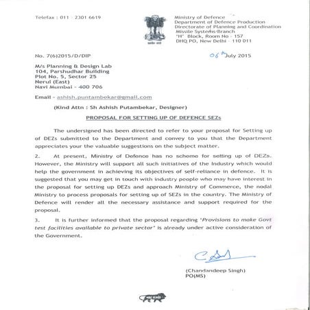 Dez support letter_from_ministry_of_defence | PDF